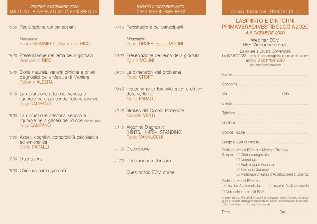 Labirinto e dintorni Primavera di Vestibologia 1 modulo 2020 - 2020 ...